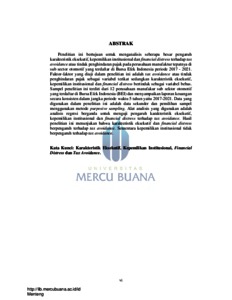 PENGARUH KARAKTERISTIK EKSEKUTIF, KEPEMILIKAN INSTITUSIONAL DAN FINANCIAL DISTRESS TERHADAP TAX ...